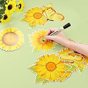 Summer Sunflower Cutouts, BENBO 45Pcs Spring Sunflower Wall Decals Butterfly Gerbera Daisy Bulletin Board Decoration Springtime Flower Cutouts with Glue Point Dots for Classroom School Birthday Party