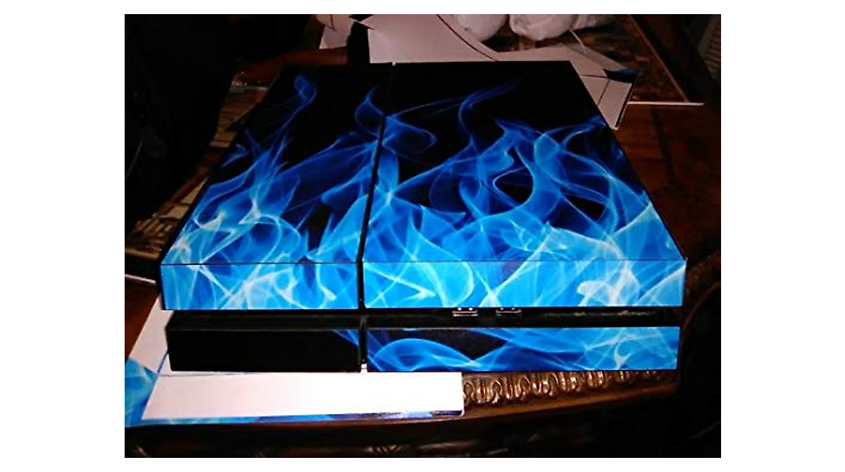 Protect Your PS4 Slim Console with Blue Fire Stickers
