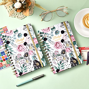 Budget Planner - Budget Book and Organizer With Expense Tracker Notebook, 6.3" x 8.4" Undated Bill Organizer with Pocket +Hardcover + Stickers +Premium Paper + Pen Holder - Floral