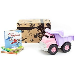 Green Toys Dump Truck, Pink & Board Book Set, 3-Pack - Pretend Play, Motor Skills, Reading, Kids Toy Vehicle. No BPA, phthalates, PVC. Dishwasher Safe, Recycled Plastic, Made in USA.