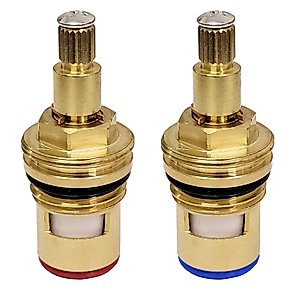 Brass Ceramic Disc Insert Gland Cartridge Replacement Tap Valves Hot and Cold Water 1/4 Quarter Turn 20 Teeth G 1/2Inch