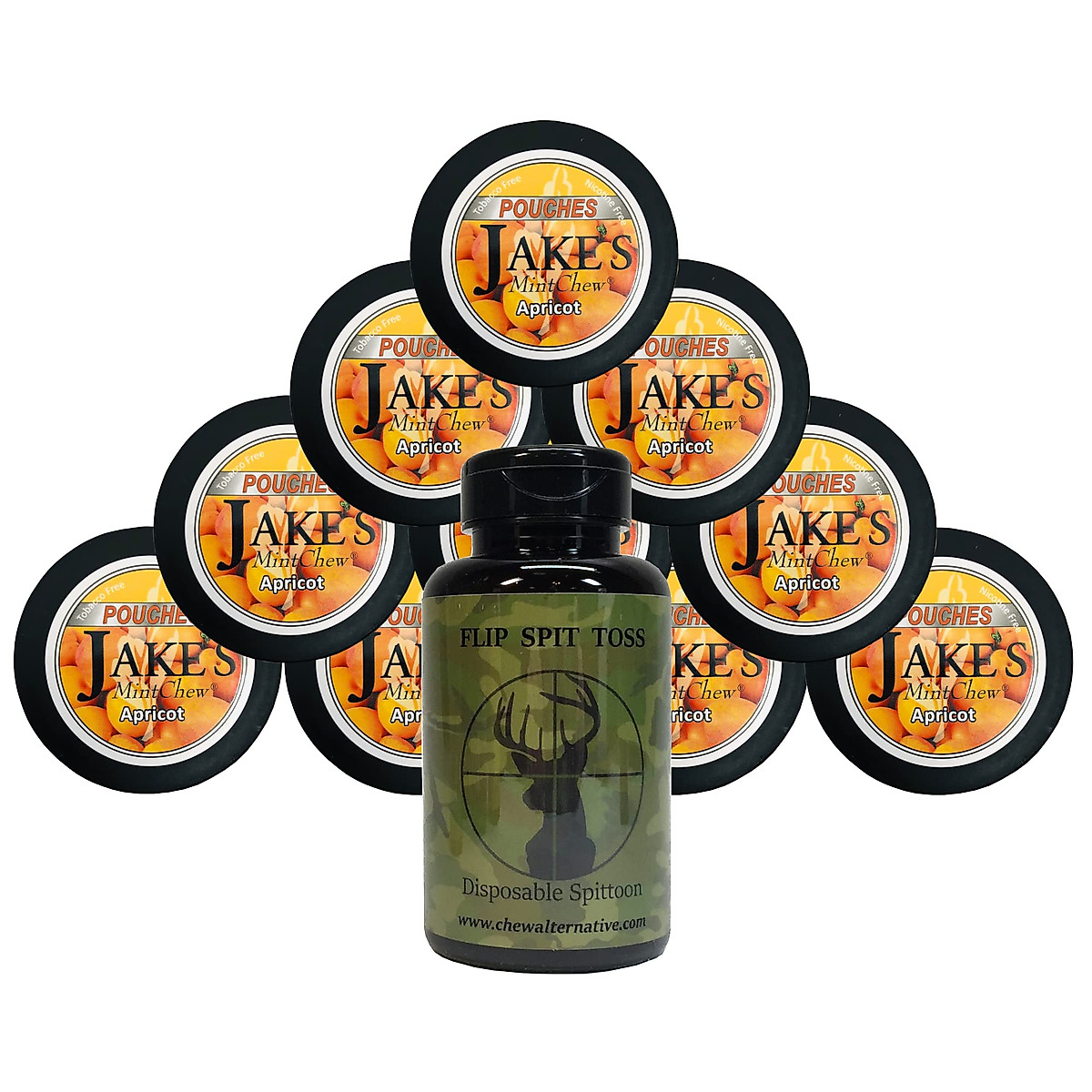 DC Crafts Nation Mud Bud Spittoon Deer with 10 Cans Jake's Mint Chew Apricot Pouches