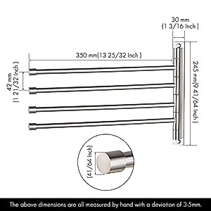 KES Bathroom Towel Bar 13.8 Inch Swing Arm Wall Mount Swing Out 4-Arm Towel Holder, SUS304 Stainless Steel Brushed Finish, A2102S4-2