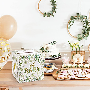 Floral Baby Shower Card Box Favors Post Box Cardboard Receiving Money Box Holder for Reception, Baby Showers, Anniversary, Baby Birthday Party Table Centerpiece Decorations