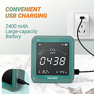 INKBIRD WiFi Indoor Air Quality Monitor, CO2 Detector, Accurate NDIR Sensor, Temperature and Relative Humidity, Indoor CO2 Meter with Data Logger, for Cars, Wine Cellars, Grow Tents, Homes (INK-CO2W).