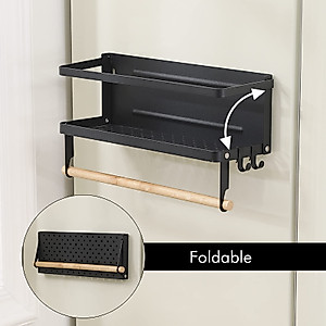 KES Magnetic Paper Towel Holder for Refrigerator Matt Black Magnetic Spice Rack Magnetic Shelf Refrigerator Organizer Wall Mount , KRR501A-BK