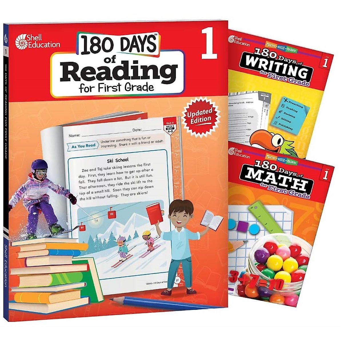 180 Days™: Includes Reading 2nd Edition, Writing, and Math for 1st Grade Practice Workbook for Classroom and Home, Cool and Fun Practice Created by Teachers (180 Days of Practice)