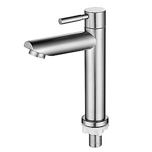 Waterfall Bath Taps Outdoor Sink Single Cold Basin Faucet Stainless Steel Kitchen Faucet Bathroom Metal Faucet (Style 2) Outdoor Spigot Outdoor Spigot Rv Sink