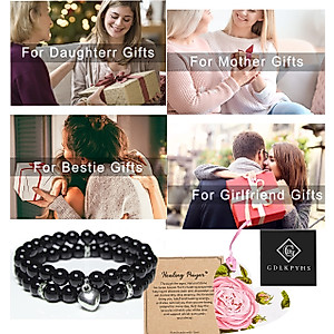Healing Bracelets for Women - Black Obsidian Bracelet - Healing Prayers Crystal Bracelet, 8mm Natural Stone Stress Relief Yoga Beads Get Well Soon Gifts