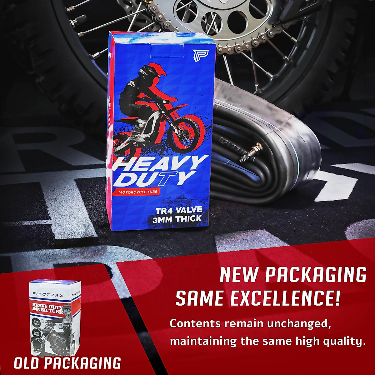 PIVOTRAX-90/90-21 or 80/100-21 (3.00 X 21) Heavy Duty Motorcycle Tube - 3mm Thick - TR4