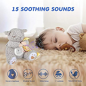 BEREST Rechargeable Dreamy Sheep, Baby Cry Sensor Mom's Heartbeat Lullabies & Shusher White Noise Machine, Nursery Decor Night Light Projector, Toddler Crib Sleeping Aid, Baby Shower Gifts Portable