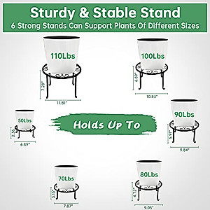 6 Pack Metal Plant Stand Indoor Outdoor Plants Holder Christmas Gift-Flower Potted Stands Rack for Multiple Plants,Sturdy Iron Pot Round Shelf,Modern Stylish Holder for Garden Home Kitchen Patio