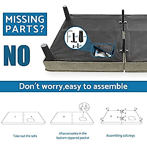 LIFERECORD Futon Sofa Bed Modern Linen Fabric Convertible Folding Lounge Couch Loveseat Daybed for Living Room Apartment Dorm, Banana Toffee