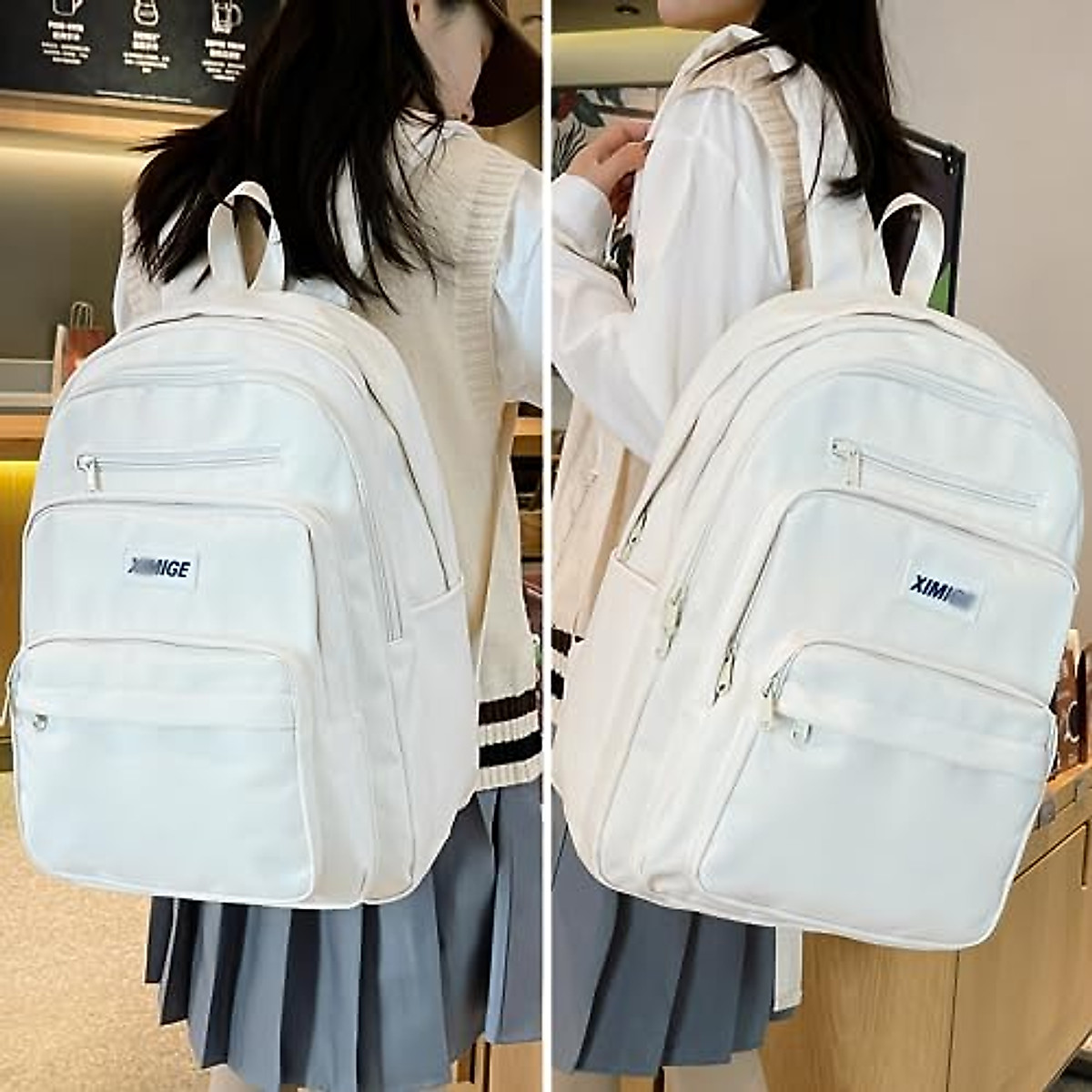 Leaper Water-resistant Laptop Backpacks Lightweight Casual Daypack Bag White