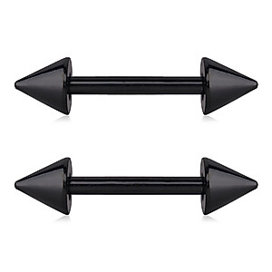 Ruifan 316L Stainless Steel Spike Nipple Shield Barbell Ring Bar Body Piercing Retainer 14G 1/2Inch 10PCS