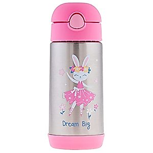 Stephen Joseph Double Wall Stainless Steel Bottles, Insulated Water Bottle for Kids Toddlers, Vacuum Insulated Bottle with Straw, BPA-Free Water Bottle – 11.8 Ounces, BUNNY,OS,SJ1212