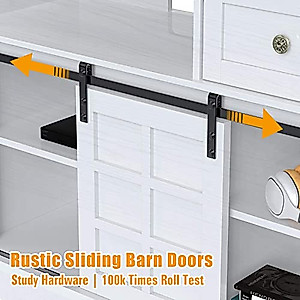 LGHM Entertainment Center, White TV Stand for 65 inch TV, 58" Farmhouse TV Stand with Sliding Barn Door, Tall TV Console and Ideal Media Storage with Flip Drawers for Living Room