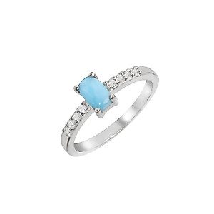 YoTreasure 0.64 ct. t.w. Larimar & White Topaz .925 Sterling Silver Engagement Ring