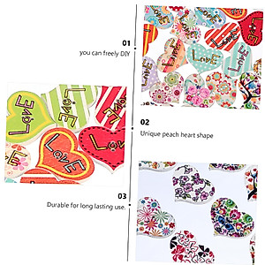 EXCEART 200 Pcs Wooden Heart Button Nativity Craft Xmas Button Assortment Decorative Wooden Craft Buttons Sewing Button with Hole Dining Table Decor Two-hole Buttons Manual Beads