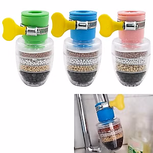 3 Pcs Faucet Water Filter,6 Layer Cartridge Activated Carbon Filters Water Filter Faucet, Water Filter Replacements for Sink Applicable 1/2inch - 3/4inch Faucet