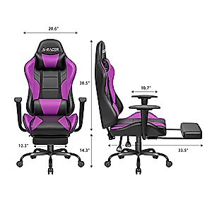 Homall Gaming Chair Computer Office Chair Ergonomic Desk Chair with Footrest Racing Executive Swivel Chair Adjustable Rolling Task Chair (Purple)