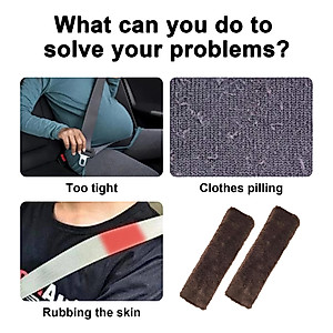 Ziciner 2 Packs Car Seatbelt Covers Shoulder Pad, Universal Soft Faux Sheepskin Shoulder Cover for Comfortable Driving, Fluffy Seat Belt Protector Help to Protect Your Neck and Shoulder (Coffee)