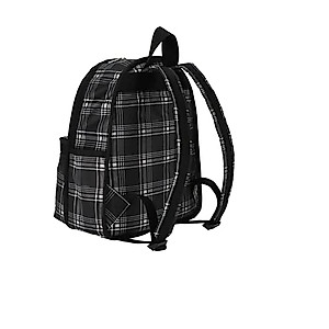 LeSportsac Pearl Plaid Basic Backpack/Rucksack, Style 7812/Color E570, Sophisticated Modern Plaid - Black, Slate Grey & Ivory Pearl