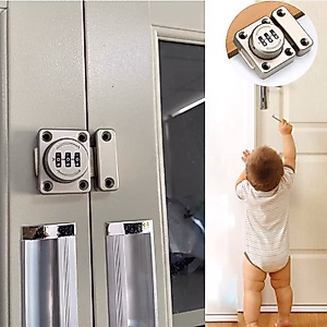 AMNGYOOK Keyless Cabinet Lock, Zinc Alloy 3-Digit Password Drawer Lock One-Way Door Latch for Cabinet, Drawer, Bathroom (Black)