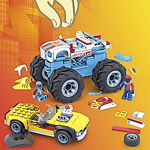 MEGA Hot Wheels Collectible Vehicle Building Toy Car Rodger Dodger, 2 Micro Action Figure Drivers and Deluxe Features, for Fans and Collectors