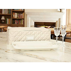 Platter Serveware Storage With Tray - Washable and Stain Resistant, ID Window, Kitchen Storage-Cream