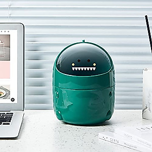Oumefar Tabletop Trash Can, Large Opening Durable Plastic Baby Dinosaur Wide Application Desktop Trash Can Detachable Design for Home(Green Baby Dinosaur) Home