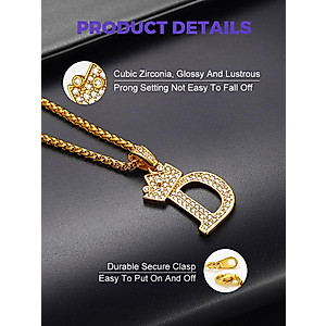Richsteel Initial D Necklace For Men Women 18K Gold Plated Pendant with 22 Inch Chain Fashion Letter Name Jewelry
