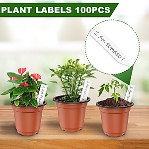 PEYOU Nursery Pots 100 Pack 4" Plant Pots with 100PCS Plant Labels, Upgrade Version Thicken 0.3mm Nursery Pots for Plants, Reusable Seed Starter Pots for Seedlings Transplanting
