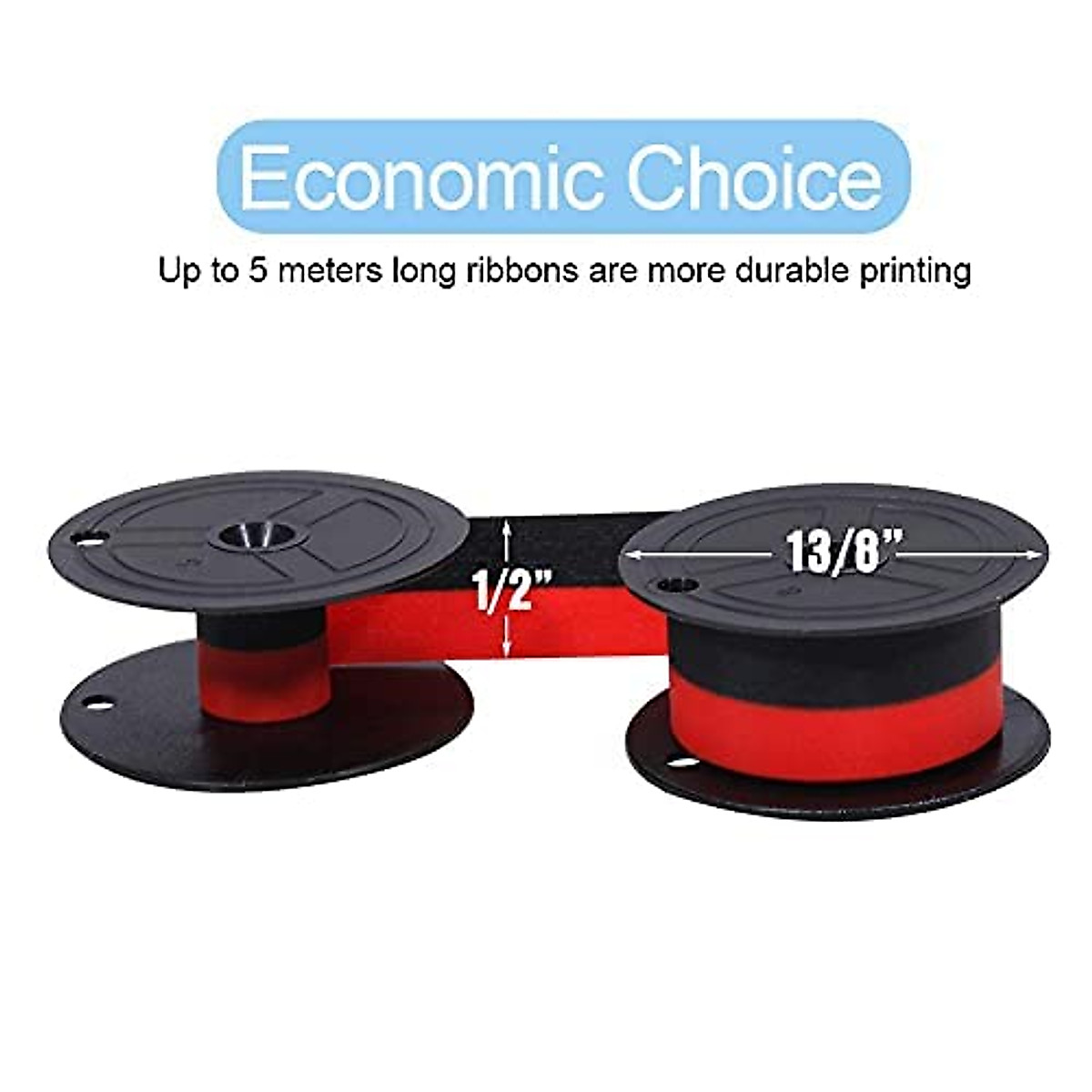 Bigger Replacement for Porelon 11216 Universal Twin Spool Calculator Ribbon for Nukote BR80c, Sharp EL-1197PIII, Dataproducts R3027, Casio DR-210R, Canon MP11DX MP25DV, Black and Red, 12 Pack