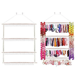 cherrboll Oversized Headband Bow Holder for Girls, Large Capacity Hair Accessories Organizer Storage Display with Hooks, Wall Hanging Decor for Toddler Nursery Room