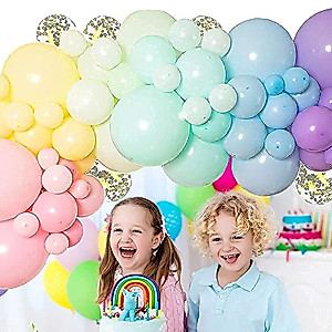 EUOPHYM 112 Pcs Pastel Balloon Garland Kit, Balloon Arch Kit,5'' 18'' Macaron Easter Balloon Garland Decorations Magical Rainbow Balloon Wedding Birthday Anniversary Mermaid Party Graduation Wedding