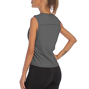 Womans Sleeveless Tops Summer Casual Tank Tops Cool Loose Fit Shirts Crop Tops Dark Grey Small