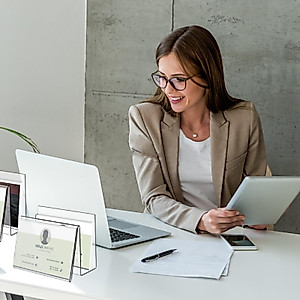 TINSKY 2Pcs Clear Acrylic Postcard Holder Postcard Display Stand Greeting Card Holder Large Business Rack Card Holder for Index Card Organizer Desk Table Office School