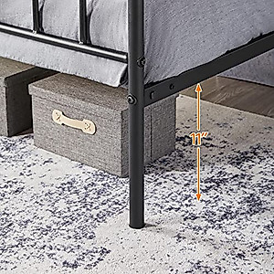 Yaheetech Metal Canopy Platform Bed Frame Four-Poster Canopied Bed Mattress Foundation with Headboard and Footboard Sturdy Slatted Structure No Box Spring Needed Easy Assembly Twin Black