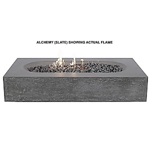 Pyromania Alchemy Outdoor Concrete Fire Pit Table, 60 x 30 Inches - Natural Gas Model in Slate Gray Color