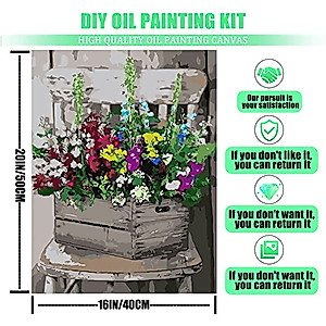 Clendo Beginner Oil Painting Kit for Kids,Flowers Paint by Numbers for Adults with Paint Brushes,DIY Acrylic Paint, Paint-by-Number Kits Home Decor 16X20inch