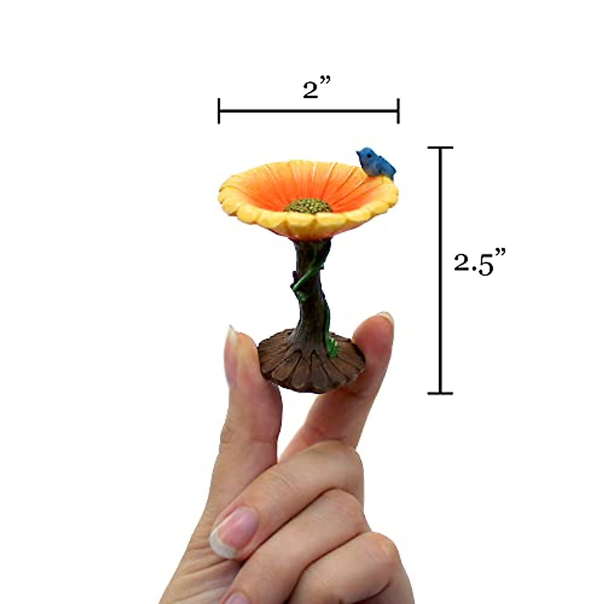 NW Wholesaler 2.5 Inch Miniature Fairy Garden Flower Birdbath - Supplies, Furniture, Tools, Animals and Accessories for Fairy Gardens