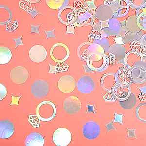 200pcs Foil Confetti, Diamond Ring Star Round Confetti Sprinkles Bachelorette Party Shiny Table Scatter Confetti for Wedding Engagement Party Decorations Bridal Shower Supplies