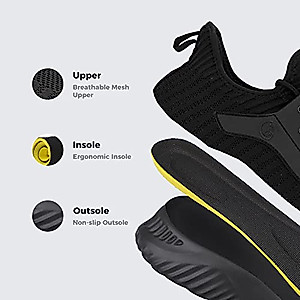 Womens Breathable Walking Shoes-Resistant Sport Tennis Shoes Fabric Lightweight Comfortable Casual Shoes Slip On Work Fitness Cycling Travel Sneakers All Black 9