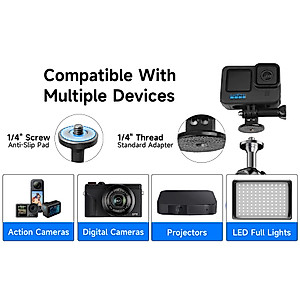 MARTVSEN Camera Mount for Gopro, Super Crab Claw Clamp Camera Mount, 360° Rotation Magic Arm Double Ball Head Adapter Compatible w GoPro Insta, for Motorcycle Bicycle to Record Video Vlog