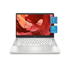 HP Chromebook 14 Laptop, Intel Celeron Processor, 4 GB RAM, 32 GB eMMC, 14” HD (1366 x 768) Touchscreen, Chrome OS, Webcam & Dual Mics, Work, Entertainment, Long Battery Life (14a-na0140nr, 2021)