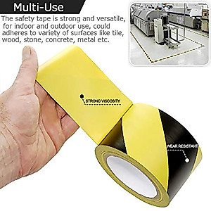 AurGun Black & Yellow Hazard Safety Warning Stripe Tape, 2inch x 108Ft High Visibility Barricade Adhesive Tape for Floor, Walls, Pipes and Equipment Marking