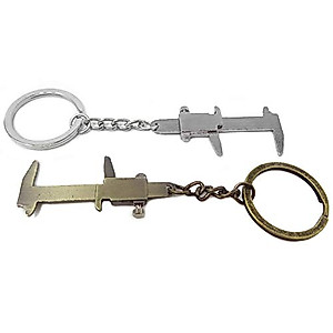 Honbay 2PCS Mini Metal Movable Vernier Caliper Ruler Key Chain Keyring for Men Women