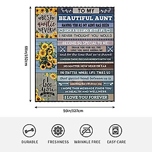 Aunt Gifts Blanket from Niece or Nephew, Aunt Birthday Gifts for Aunt Blanket, Gifts for Auntie, Best Aunt Ever Gifts from Niece, Aunt Gift, Throw Blanket 60” x 50”