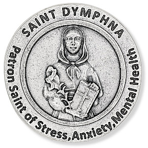 St St. Saint Dymphna Pocket Token Coin 1.2 with Prayer Catholic Patron Stress Anxiety Mental Health by Gifts Catholic, Inc.